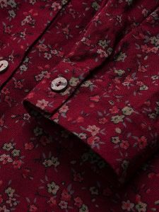 Long Sleeve Floral Print Patchwork Embroidery Hem Dress - Power Day Sale