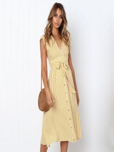 Striped Party Summer Spring Elegant Dress - Power Day Sale