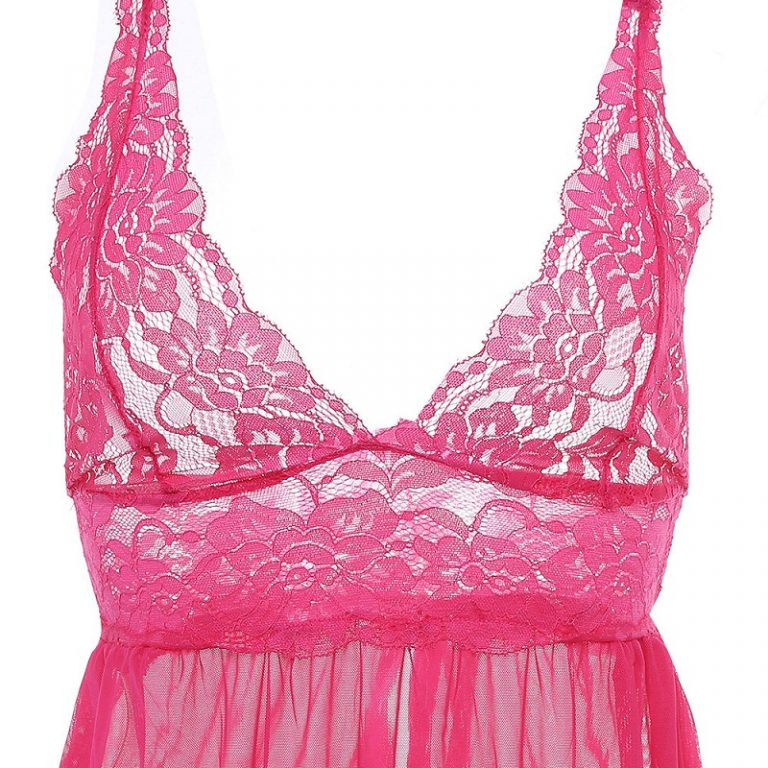 Sexy Women V-neck lace Baby doll mesh Chemis Sleepwear Open Back ...