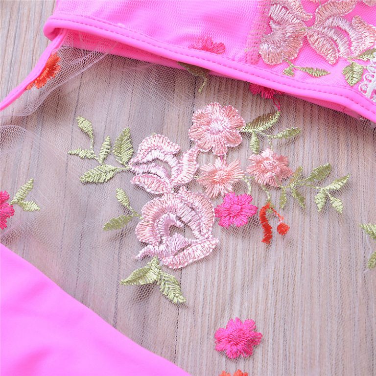 Floral Embroidered Lace Beachwear Bathing Swimsuit - Power Day Sale