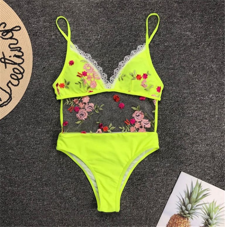 Floral Embroidered Lace Beachwear Bathing Swimsuit - Power Day Sale
