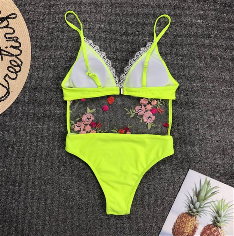 Floral Embroidered Lace Beachwear Bathing Swimsuit - Power Day Sale