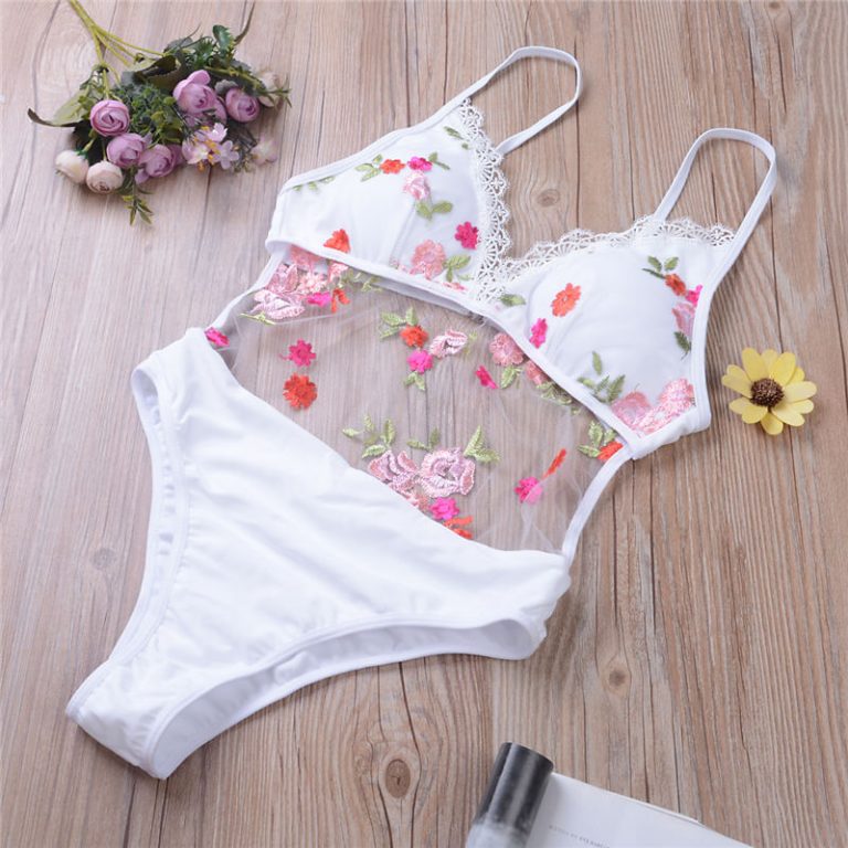Floral Embroidered Lace Beachwear Bathing Swimsuit - Power Day Sale