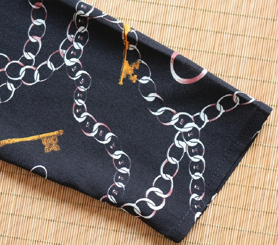 Chain Print Long Sleeve Chiffon Blouse - Power Day Sale