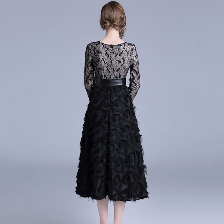 Elegant lace office work midi dress - Power Day Sale