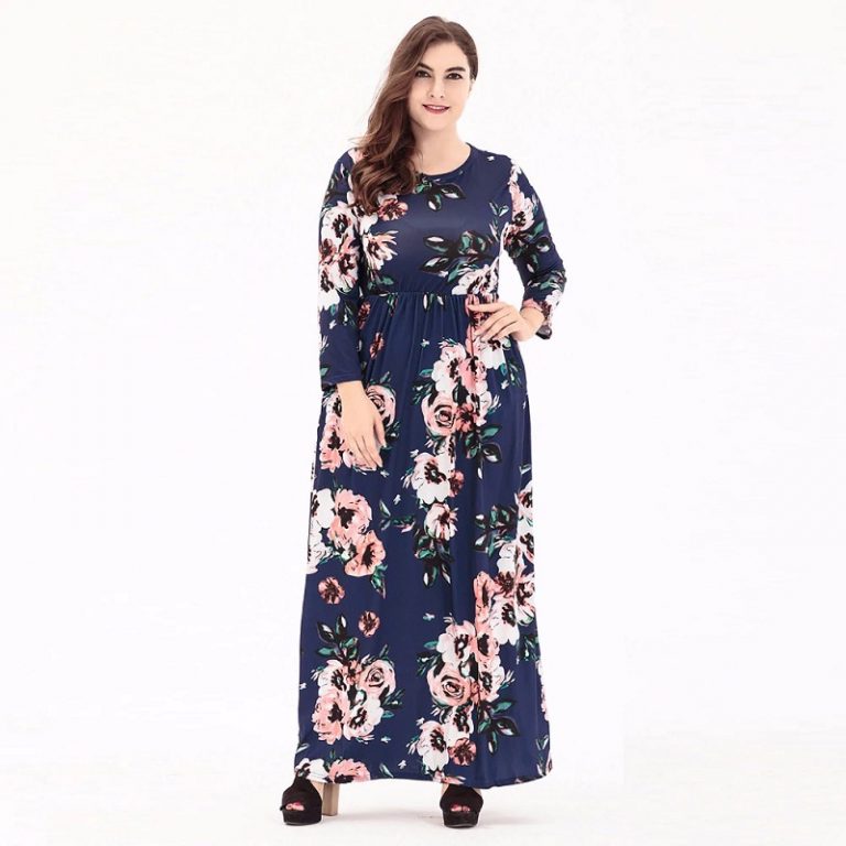 Plus size Elegant printed long maxi Dress - Power Day Sale