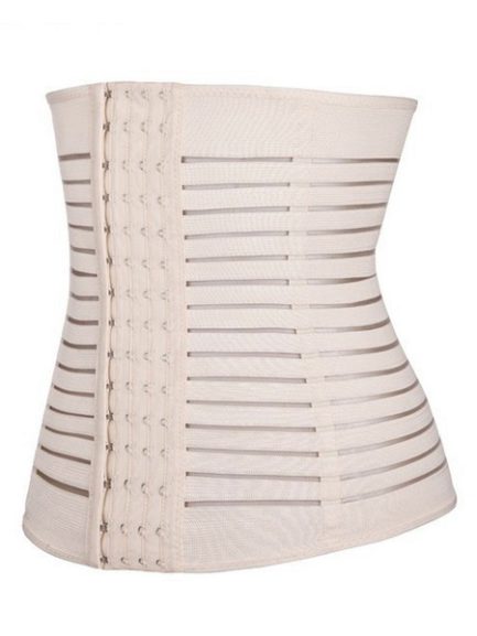 Body Waist Shaper Underbust Stripes Front Buttons Waist Girdle - Power ...