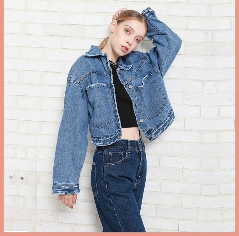 Loose Long Sleeve Panelled Splice Rib Denim Fancy Jacket - Power Day Sale