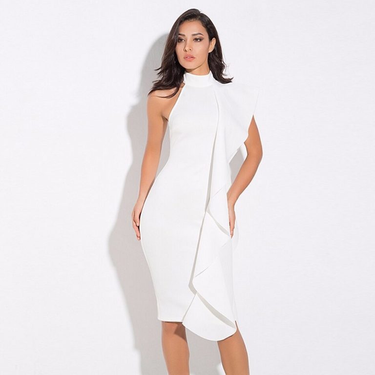 Ruffle Sleeveless Bodycon Clubwear Dress - Power Day Sale