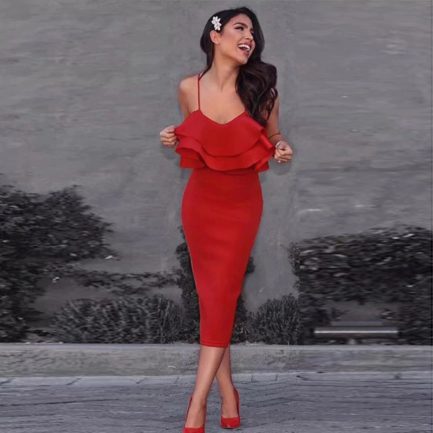 Ruffle Sleeveless Bodycon Clubwear Dress - Power Day Sale