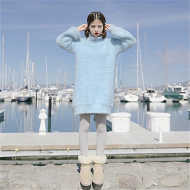 Turtleneck Fake Mink Cashmere Elegant Sweet Solid Sweaters - Power Day Sale