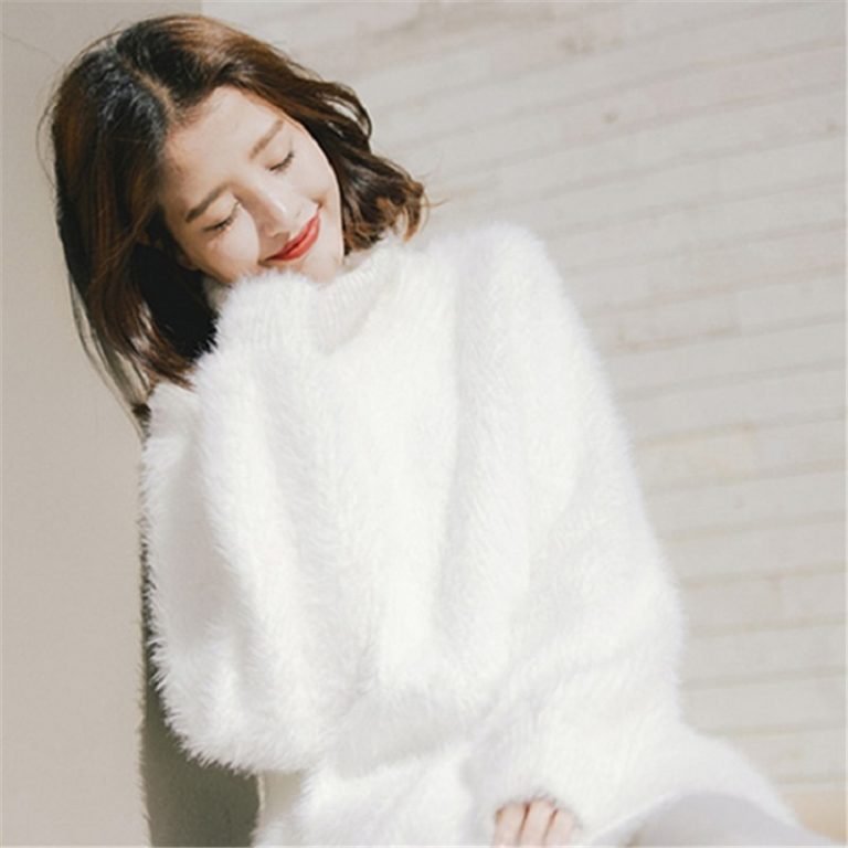 Turtleneck Fake Mink Cashmere Elegant Sweet Solid Sweaters - Power Day Sale