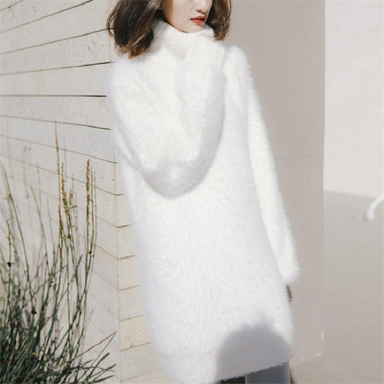 Turtleneck Fake Mink Cashmere Elegant Sweet Solid Sweaters - Power Day Sale