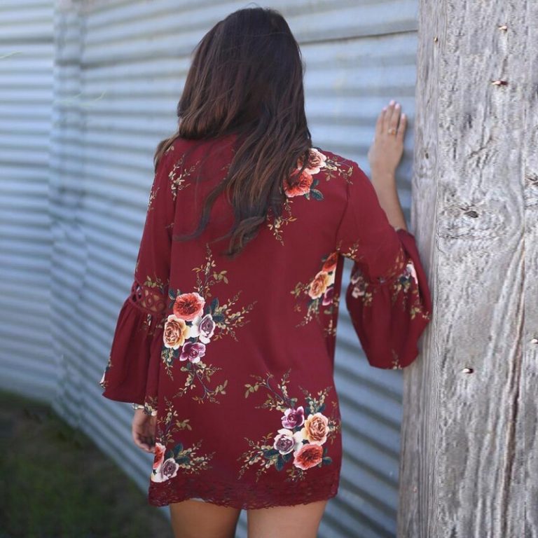 Plus Size Boho Floral Print Lace Patchwork Chiffon Blouse - Power Day Sale