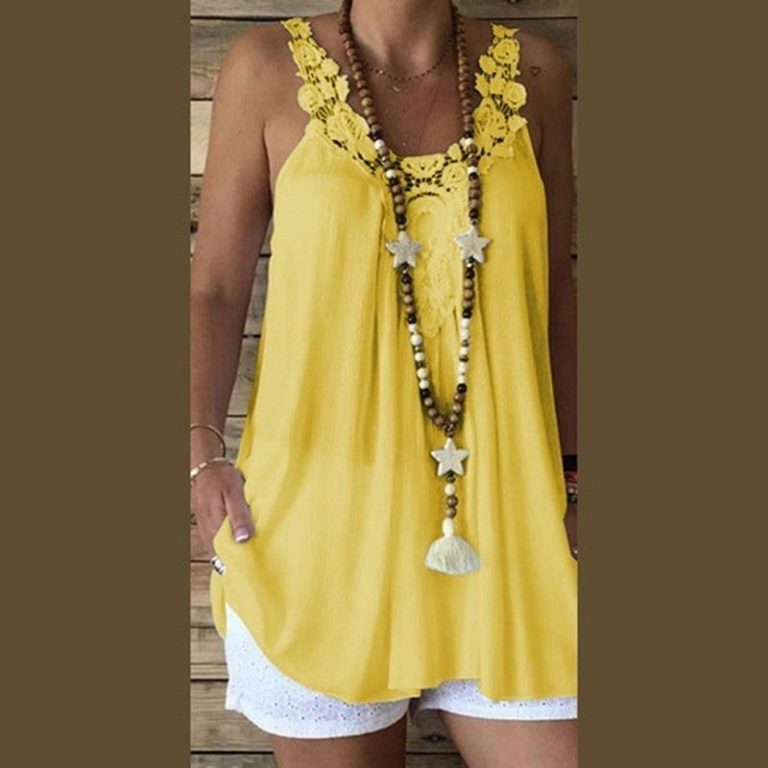 Plus Size Sleeveless Sexy Backless Lace Loose Strap Blouse - Power Day Sale