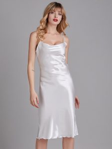 Adjustable Straps Backless Satin Glossy Nightgown - Power Day Sale