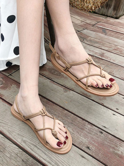 Chic Open Toe Flat Sandals - Power Day Sale