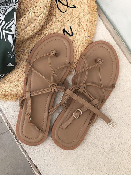 Chic Open Toe Flat Sandals - Power Day Sale