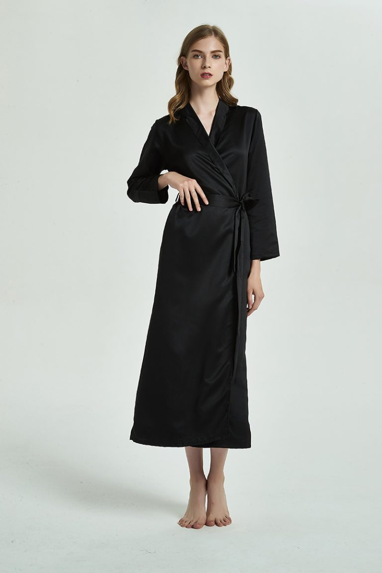 Nightgown One Piece Faux silk Lapel Ankle Length Robe - Power Day Sale
