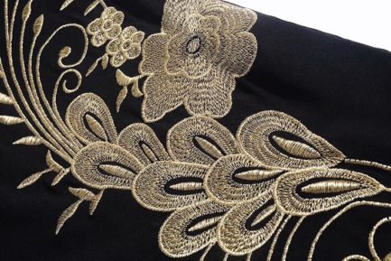 Vintage Short Sleeve Runway Gold Line Embroidery High Quality Dress ...