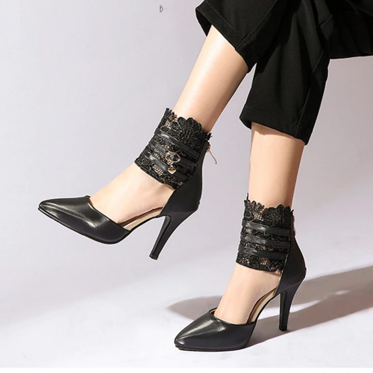 Fashion Ankle Wrap Lace High Heels Sandals - Power Day Sale