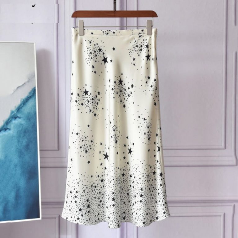 Fashion Designer Star Print High Waist A-Line Midi Skirt - Power Day Sale