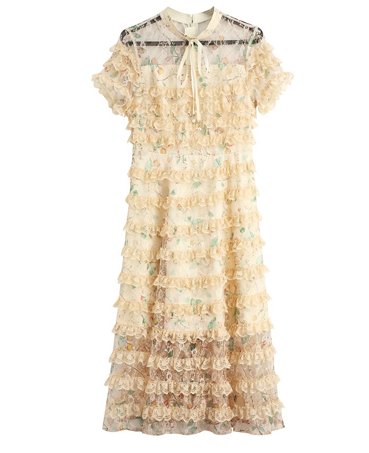 Cake Lace Ruffles Vintage Midi Dress - Power Day Sale