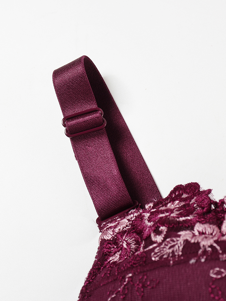 Floral Embroidery Full Coverage Adjustable Push Up Bra - Power Day Sale