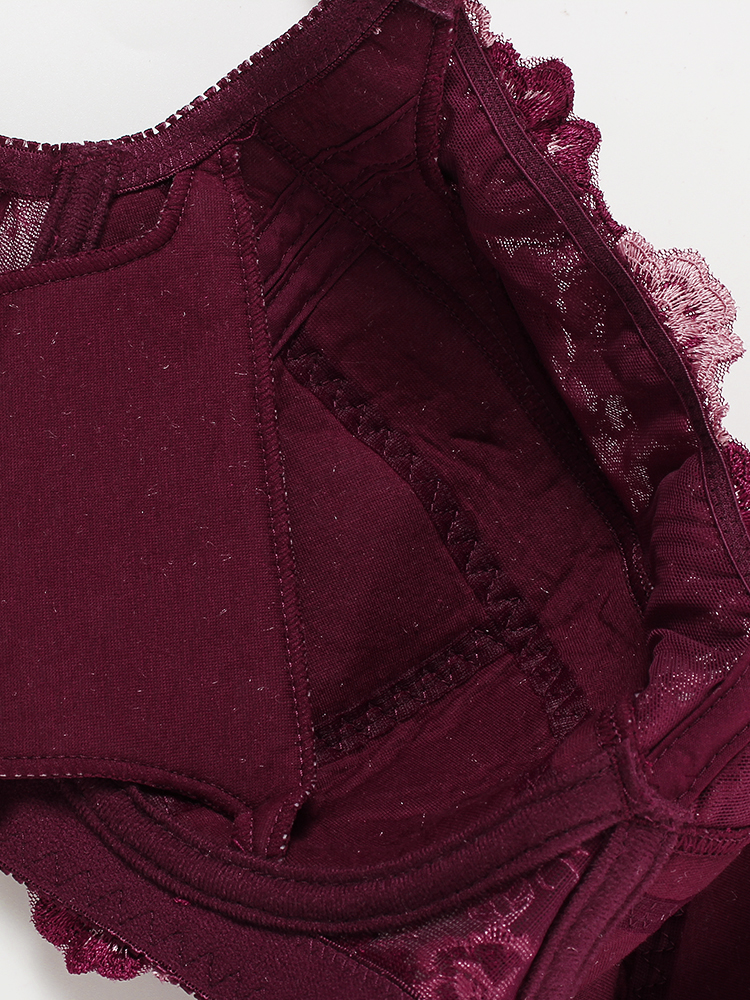 Floral Embroidery Full Coverage Adjustable Push Up Bra - Power Day Sale