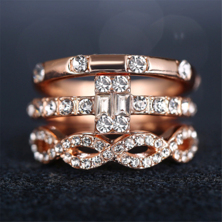 Crystal Twist Ring Couples Engagement Wedding Jewelry - Power Day Sale