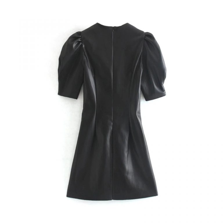 Puff Short Sleeve O Neck Pleated Bodycon Mini Dress - Power Day Sale