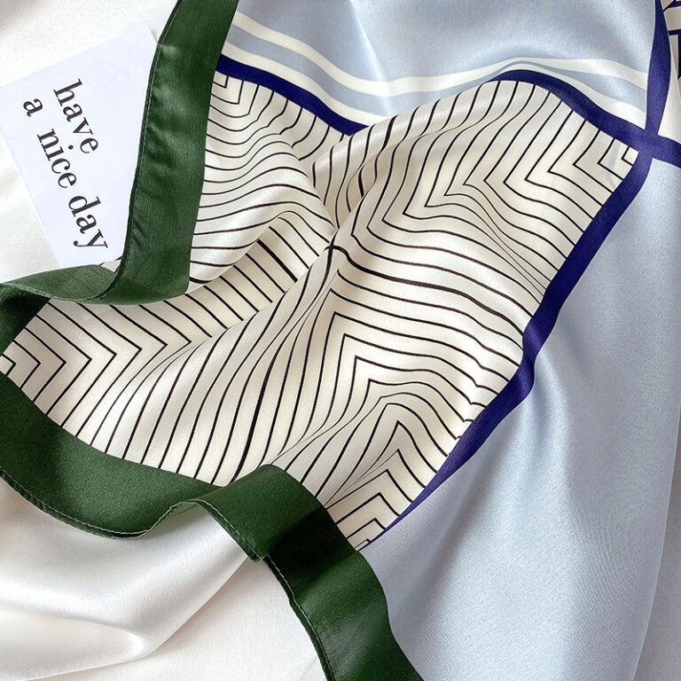 Design Print 100% Silk Small Square Neck Scarf - Power Day Sale