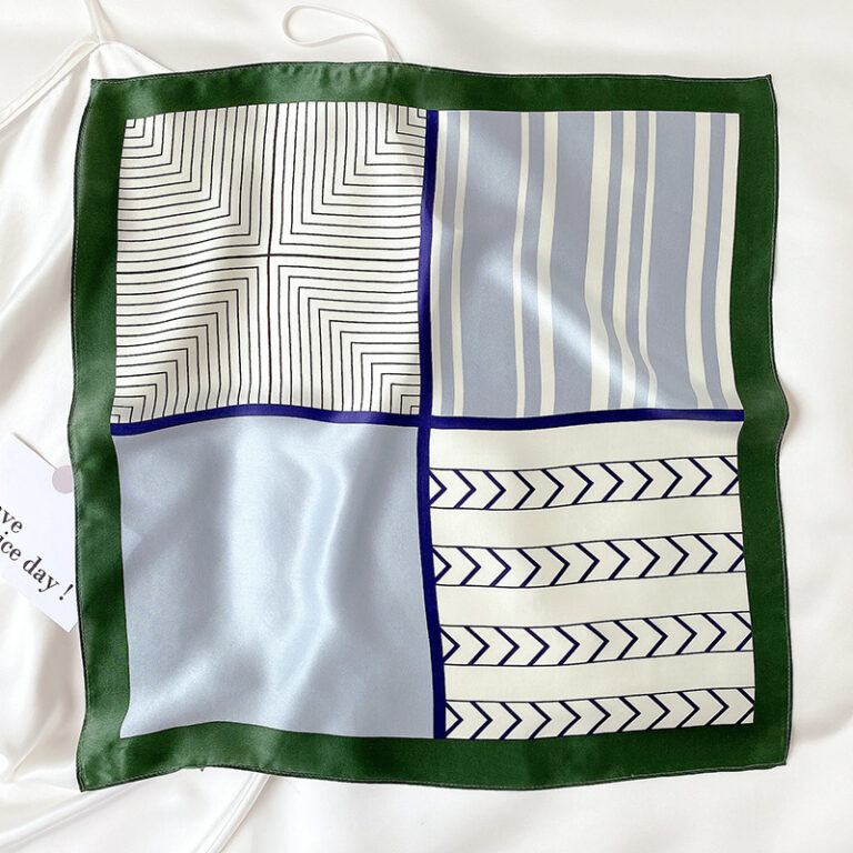 Design Print 100% Silk Small Square Neck Scarf - Power Day Sale