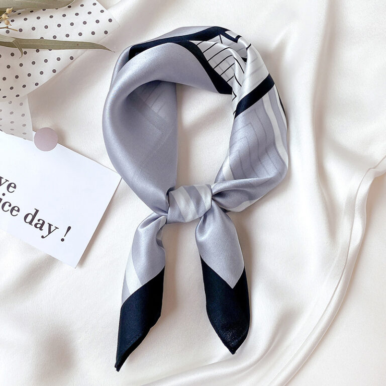 Design Print 100% Silk Small Square Neck Scarf - Power Day Sale