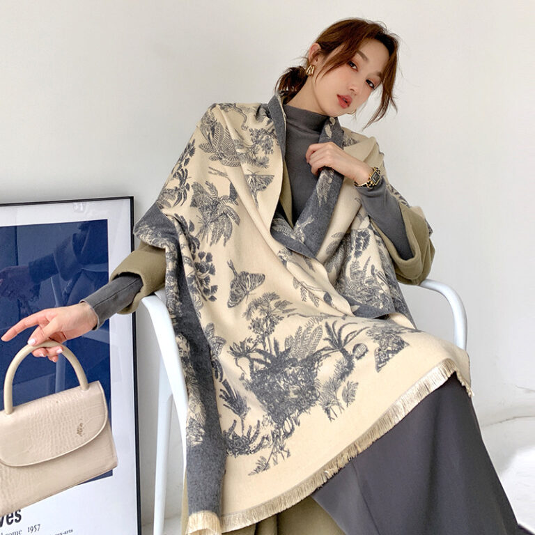 Design Print Cashmere Thick Warm Stole - Power Day Sale