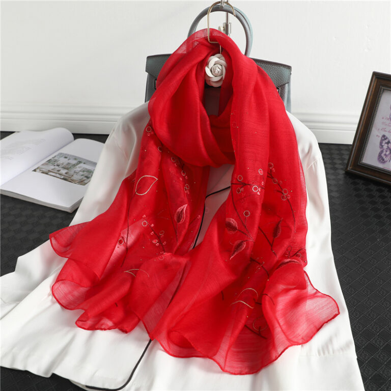 High Quality Embroidery Floral Silk Scarf - Power Day Sale