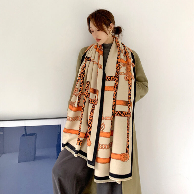 Luxury Chain Print Thick Warm Stole - Power Day Sale