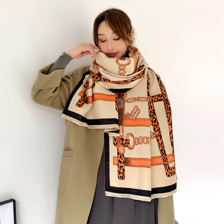 Luxury Chain Print Thick Warm Stole - Power Day Sale