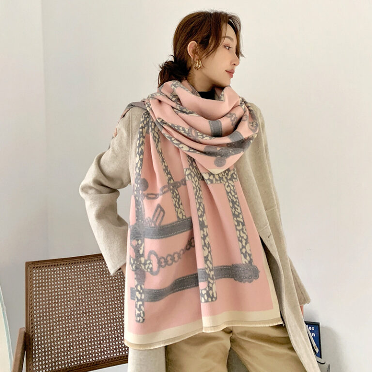 Luxury Chain Print Thick Warm Stole - Power Day Sale