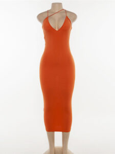 Sexy V Neck Low-Cut Sleeveless Bodycon Dress - Power Day Sale