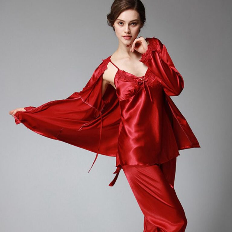 3pcs/set Elegant Solid Color Silk Pajamas - Power Day Sale