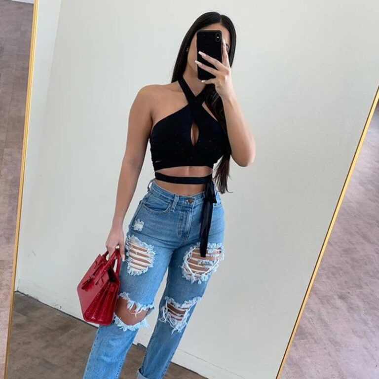 Cross Halter Neck Casual Bandage Crop Top - Power Day Sale
