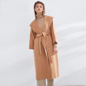 Elegant Long Woolen Back Split Overcoat With Belt Casual Coat - Power ...