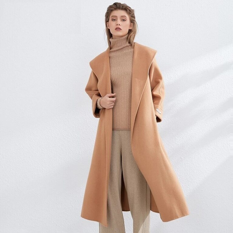 Elegant Long Woolen Back Split Overcoat With Belt Casual Coat - Power ...