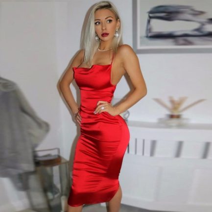 Sexy Backless Bodycon Midi Dress - Power Day Sale