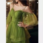 Ruffles Short Butterfly Sleeve Emerald Homecoming Dress - Power Day Sale