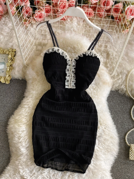 Bodycon High Waist Spaghetti Strap Mini Dress - Power Day Sale